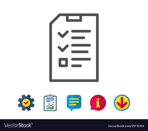 Checklist Document Line Icon File Sign Royalty Free Vector