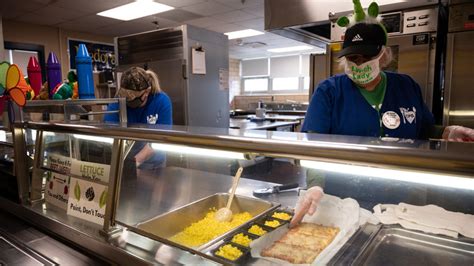 High School Cafeteria Food Line