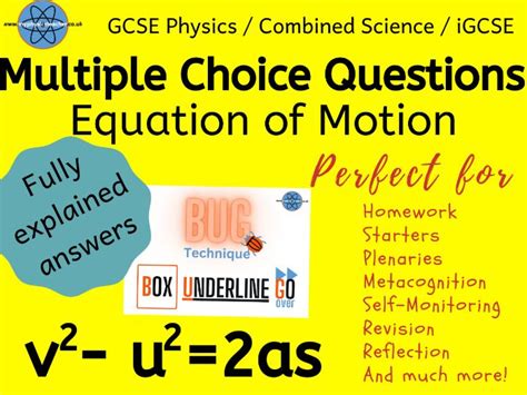 V2 U2 2as Equations Of Motion Gcse Aqa Physics Uniform