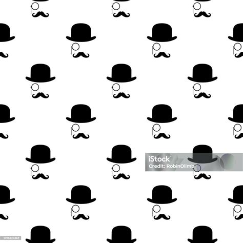 Bowler Hat And Monicle Face Seamless Pattern Stock Illustration Download Image Now