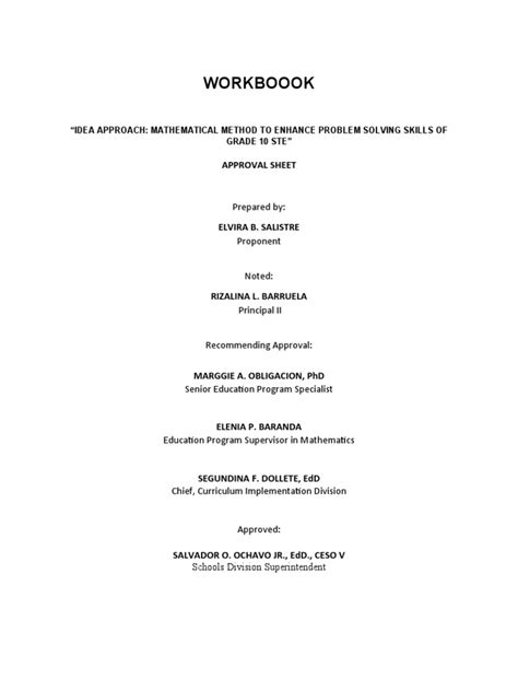 Mathematical Problem Solving Workbook For Grade 10 Students Pdf