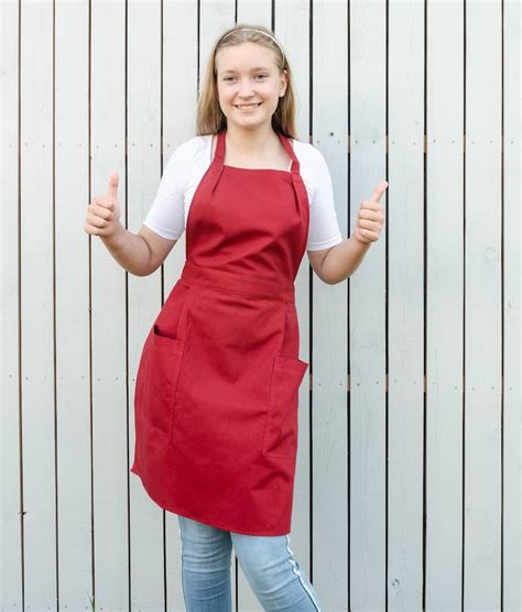 Aprons For Women Red Full Apron For Woman Woman Apron With Pockets