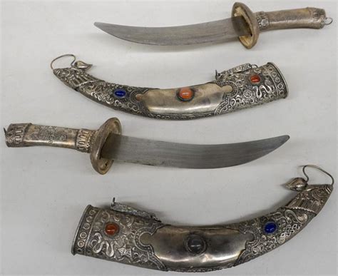 Lot Pair Middle Eastern Daggers L 18 In 45 7 Cm