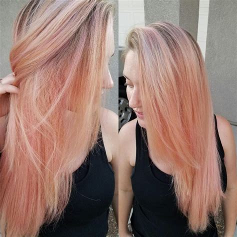 Peach Blonde Ombré Hair Color Rose Gold Ombre Hair Blonde Peach