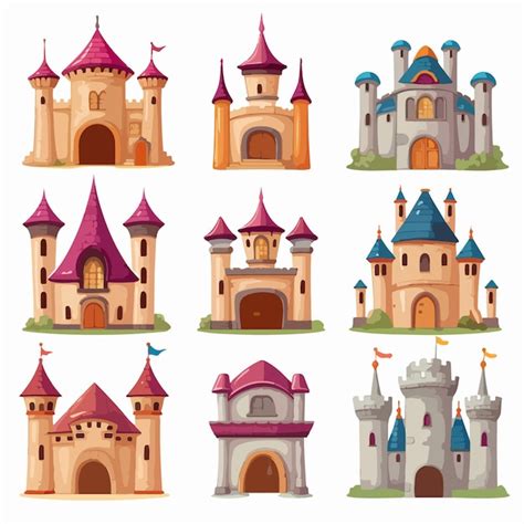 Set Of Castles Illustration Vector Cart Premium Ai Generated Vector