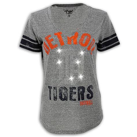 Detroit Tigers Womens On Deck Bling T Shirt Vintage Detroit Collection