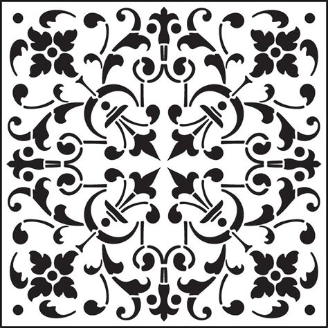 Classic Square Floral Ornament Tile Pattern Is Monochrome 47162318