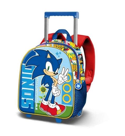 Sonic The Hedgehog Unstoppable Blue 3d Backpack With Wheels Small