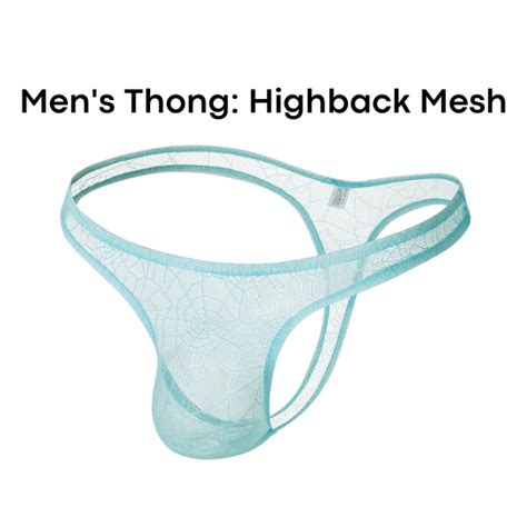 Mens Thong High Back Spider Web Mesh Thong Underwear Yutata B605 Mens Fashion Bottoms