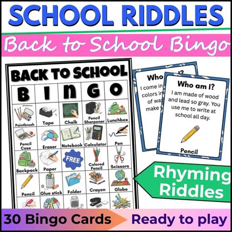 Classroom Rules Bingo With Rhyming Riddles Back To School Behavior