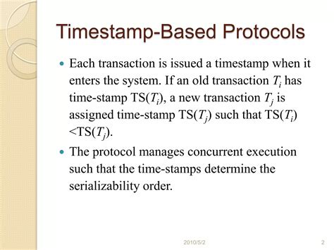 Timestamp Based Protocol Pptx