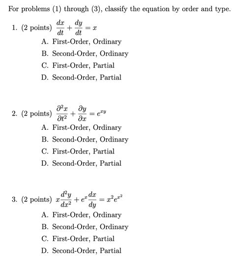 Solved For Problems 1 Through 3 Classify The Equation