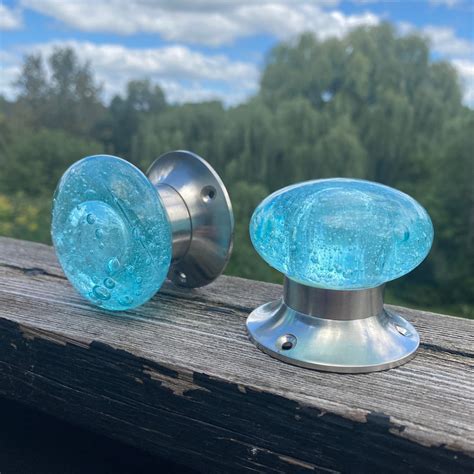 Glass Interior Door Knobs With Bubbles In Blue Mortise Knobs For Doors