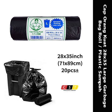 Cap Orang Kuat 28x35 Large Garbage Bag Roll Plastic Sampah Hitam 20