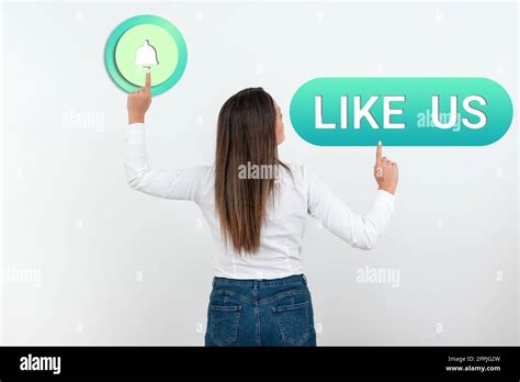 Text Showing Inspiration Like Us Internet Concept Asking To Follow On
