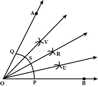 Draw An Angle Of Circ Using A Protractor And Divide It Into Four Equal Parts Using Ruler