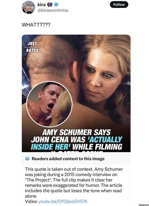 Whattt Just Bates Follow Amy Schumer Says John Cena Was Actually
