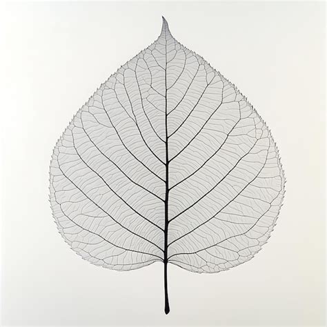 Skeleton Leaf Close Up Isolated On White Background Premium Ai