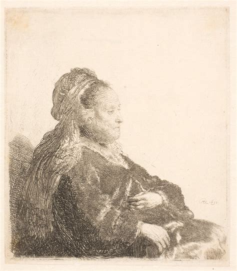 Rembrandts Mother Seated Facing Right In An Oriental Headdress Half