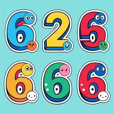 귀여운 숫자와 글자 스티커 프리미엄 벡터