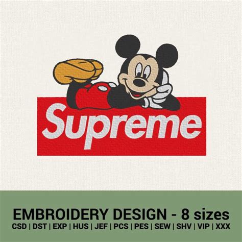 Supreme Mickey Mouse Logo Machine Embroidery File Download