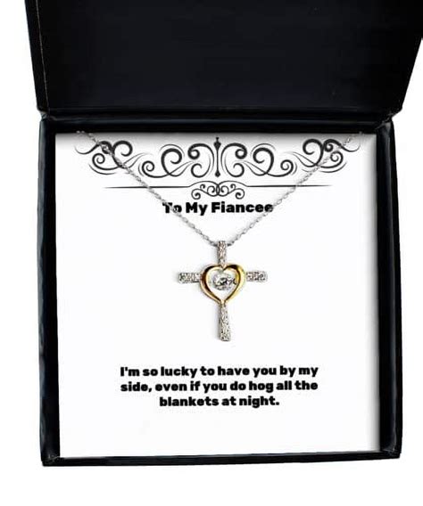 Amangny Inspirational Fiancee Cross Dancing Necklace Im So Lucky To