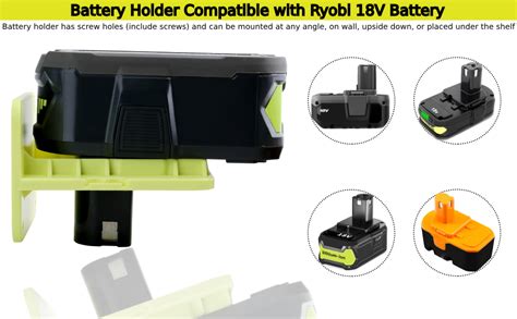 Tulepowceeng 10 Packs Battery Holder Compatible With Ryobi 18v Battery Wall Mount Holder With