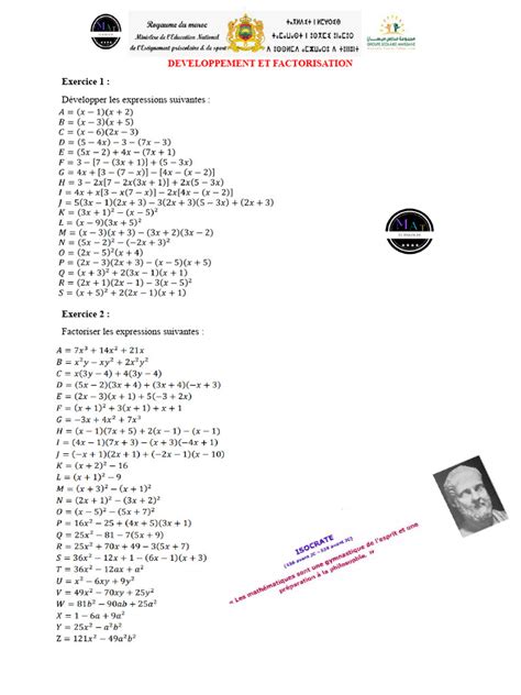Developpement Et Factorisation Pdf