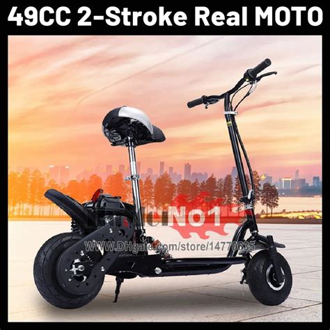 Black 49cc 50cc Folding Gas Scooter Adult Racing Motobike For Outdoor