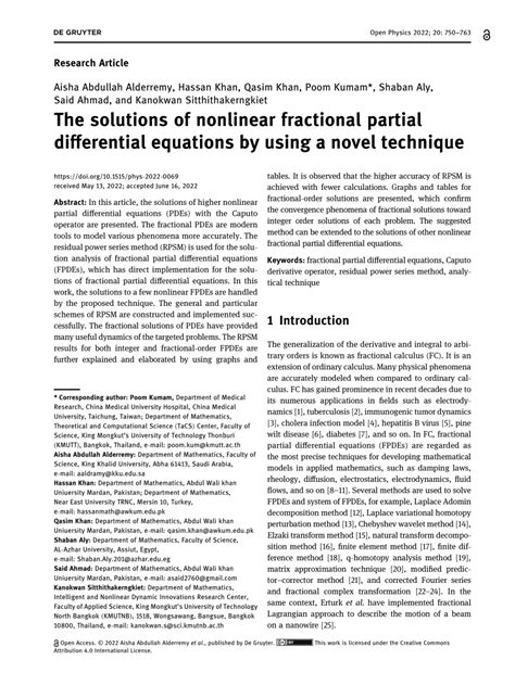 Pdf The Solutions Of Nonlinear Fractional Partial Differential