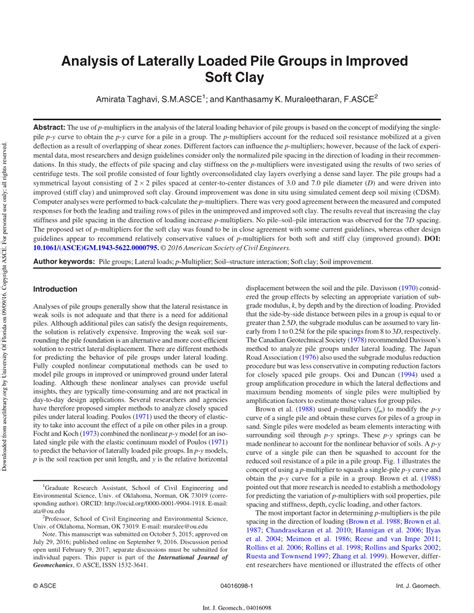 Pdf Analysis Of Laterally Loaded Pile Groups In Improved Soft Clay