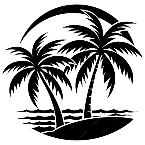 Tropical Coconut Palm Tree Silhouette Vector Illustration Premium Ai