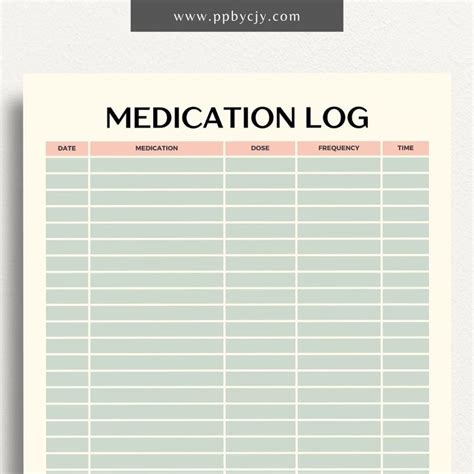 Medication Log Printable Tracking Template For Health Management