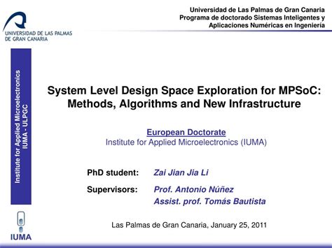 Ppt System Level Design Space Exploration For Mpsoc Methods Algorithms And New