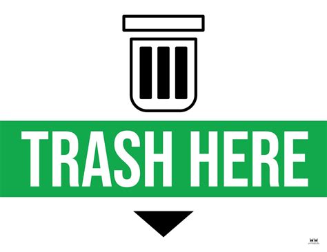 Trash Signs 20 Free Printables Printabulk