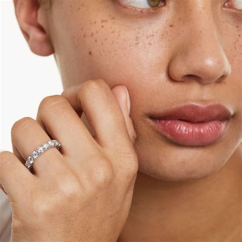 Platinum Low Dome Basket Lab Grown Diamond Eternity Ring 3 Ctw F G