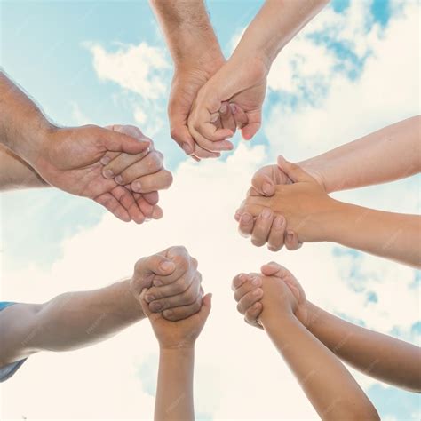 Premium Photo Joined Hands As A Team Business Teamwork Close Up Group