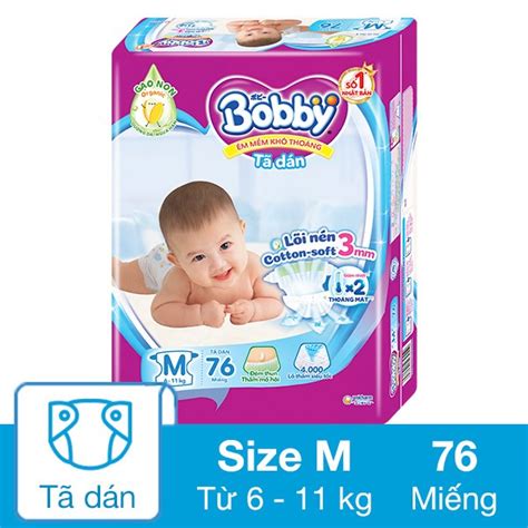 Tã Dán Bobby Size M 76 Miếng 6 11 Kg