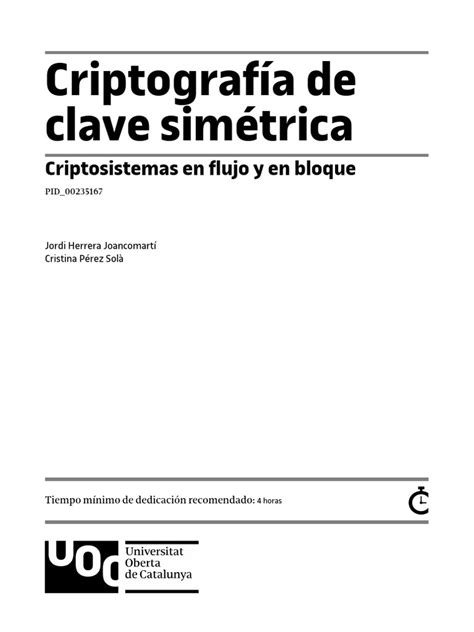 Módulo 23 Criptografía De Clave Simétrica Pdf Clave Criptografía Cifrado