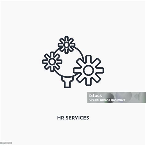 Hr 서비스 개요 아이콘입니다 간단한 선형 요소 그림입니다 흰색 배경에 격리 된 라인 Hr 서비스 아이콘입니다 얇은 스트로크 기호는 웹 모바일 및 Ui에 사용할 수 있습니다