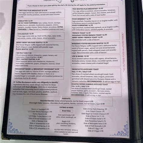 D Coffee Bouteaque Menu Updated November 2025