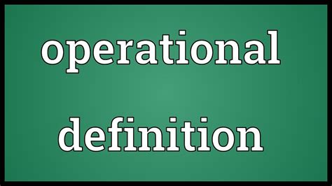 Operational Definition Meaning Youtube