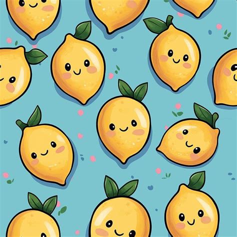 Seamless Cute Lemon Yellow Cute Pattern Backdrop Background Commercial