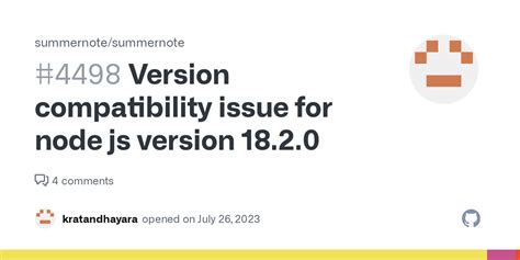 Version Compatibility Issue For Node Js Version 1820 · Issue 4498
