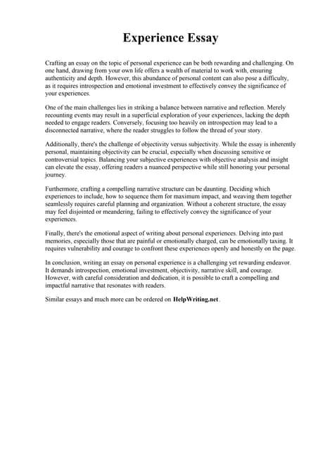 Experience Essay Pdf