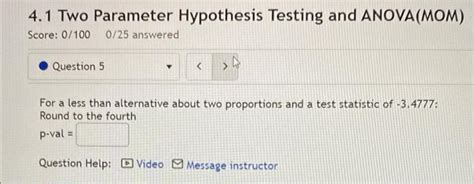 Solved 41 Two Parameter Hypothesis Testing And Anova Mom