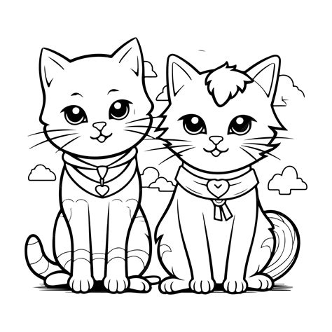 Premium Vector Cute Cat Hand Drawn Coloring Page Illustration