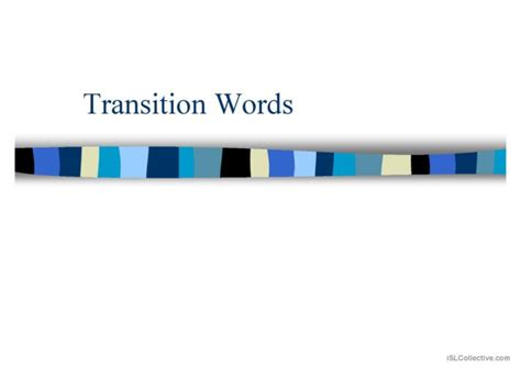 Transition Words Grammar Guide English ESL Powerpoints