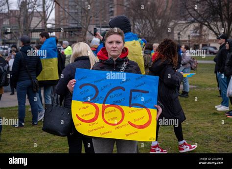 Brooklyn Ny On February 23 2023 Ukraine Supporters Gather In Asser