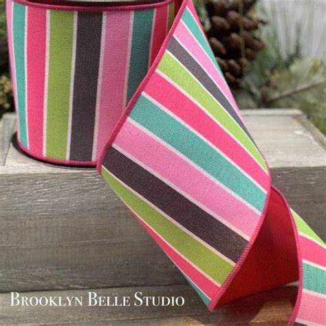 10 Yards X 4 Inch Stripe Linen Wired Ribbon By D Stevens Brooklyn Belle